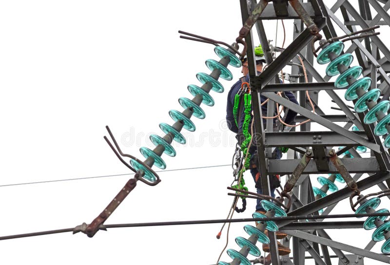Electrician is Working on a Pole Stock Photo - Image of industry ...