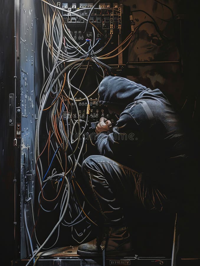 An Electrician Works on Electrical Wiring Inside an Open Wall ...