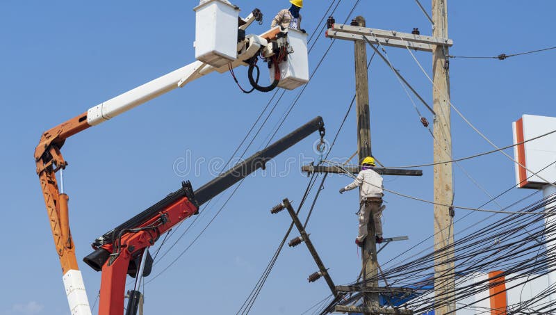 Maintenance of Electricians Work with High Voltage Editorial Stock ...