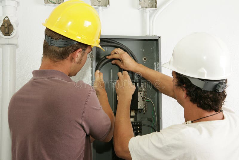 Electricians Install Panel stock image. Image of labor - 3059799