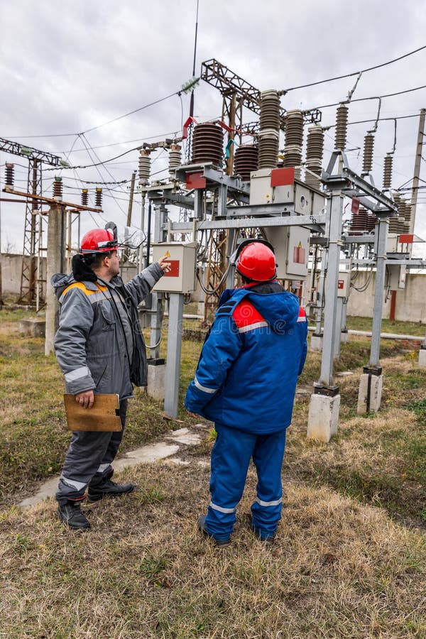 Electricians at the Substation Stock Photo - Image of occupation ...