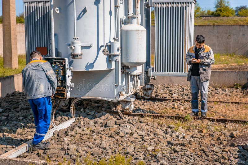Electricians at the Substation Stock Photo - Image of generate ...