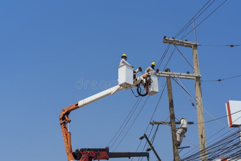Electricians Work High-voltage System Stock Image - Image of electrical ...