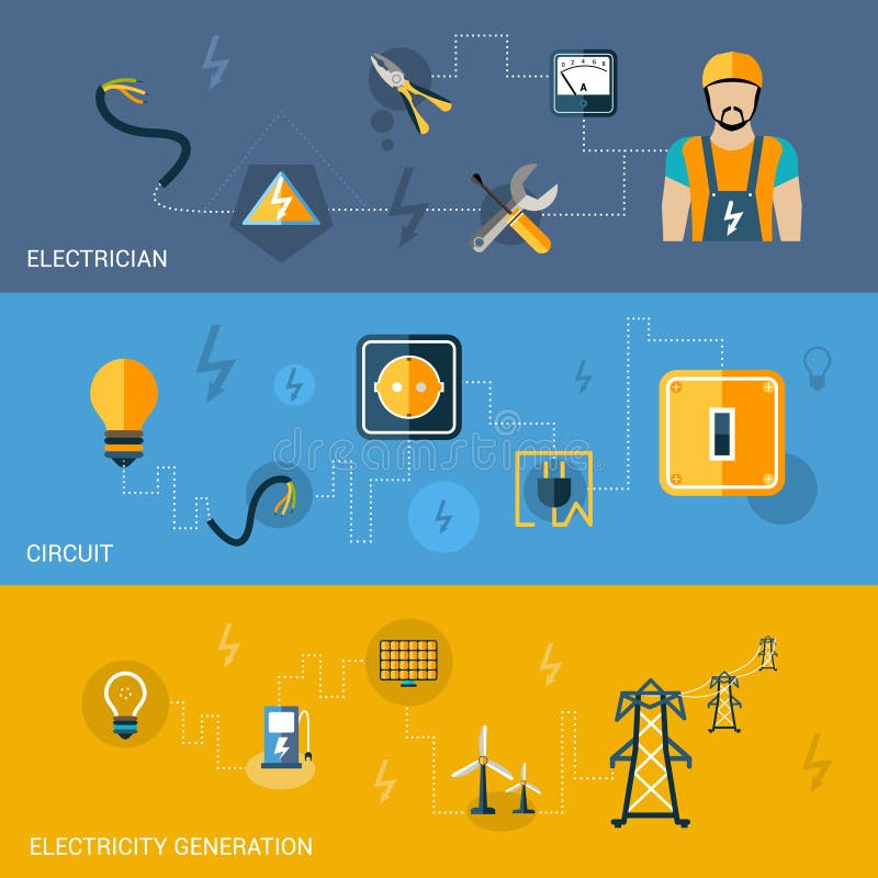 Electricity Banners Set stock vector. Illustration of electric - 49367717
