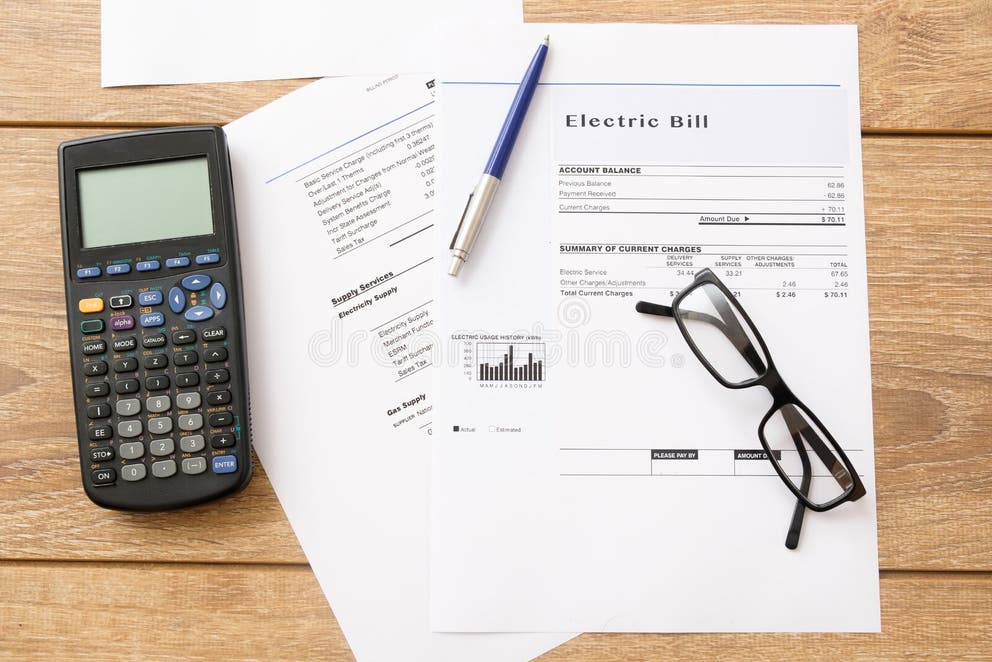 Electricity Bill Charges Paper Form on a Table Stock Photo - Image of ...