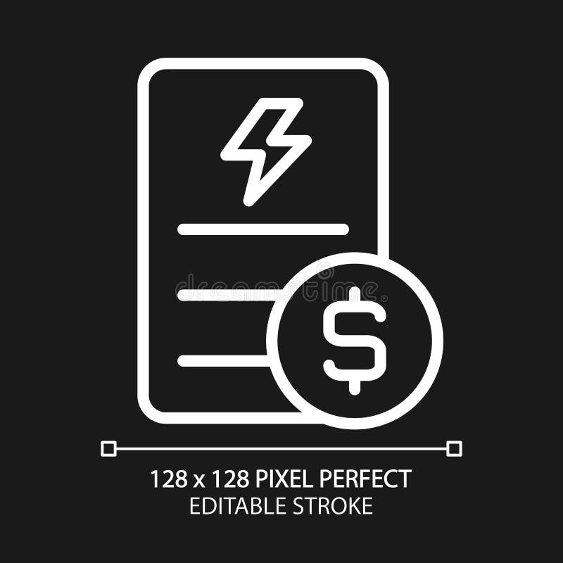 Electricity Bill Pixel Perfect White Linear Icon for Dark Theme Stock ...