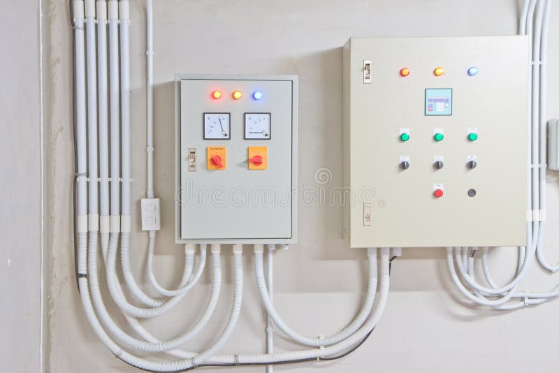 Wall Mounted Voltage Distribution Board Stock Image - Image of metal ...