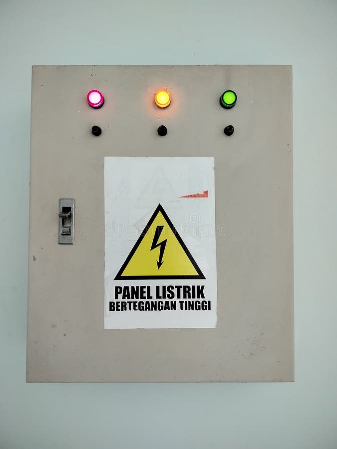 An Electricity Box Panel with Three Indicator Lamps Stock Image - Image ...