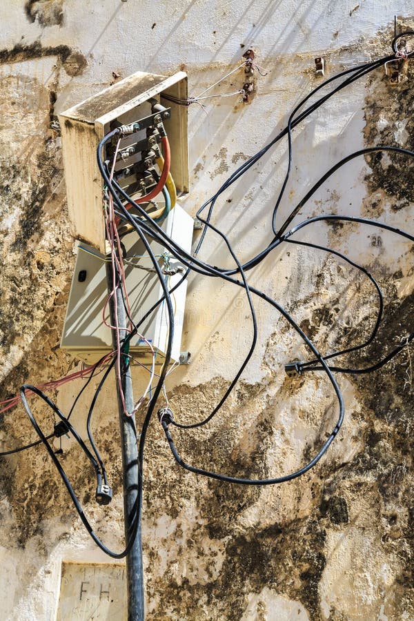 Electricity Cables Tangled in an Connection Box on the Ouside of Stock ...