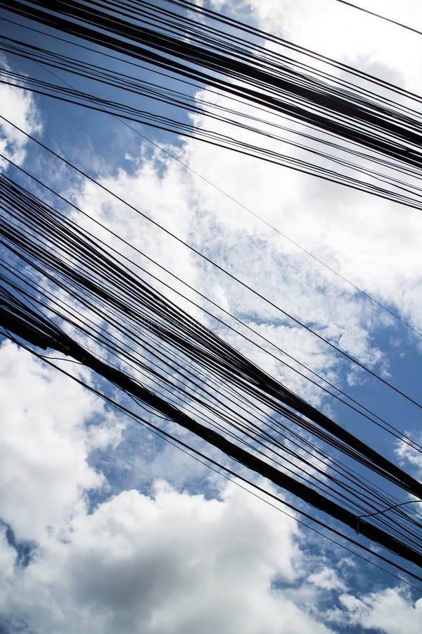 Electricity and Communication Line Stock Image - Image of communication ...