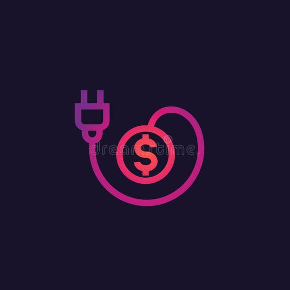 Electricity Costs Icon with Electric Plug, Vector Stock Vector ...