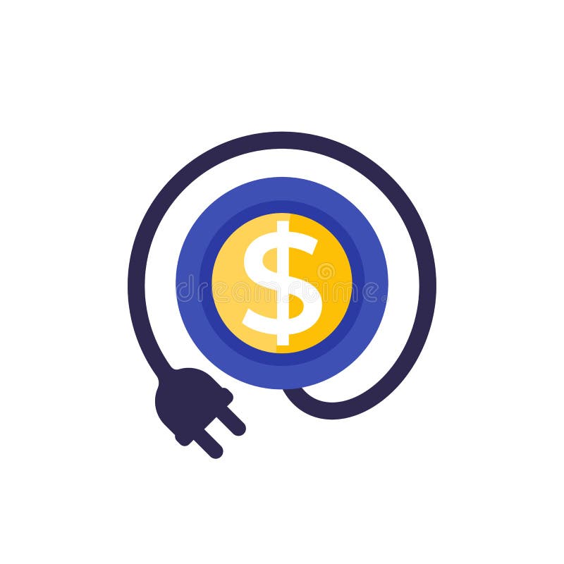 Electricity Costs Icon with a Plug, Vector Stock Vector - Illustration ...