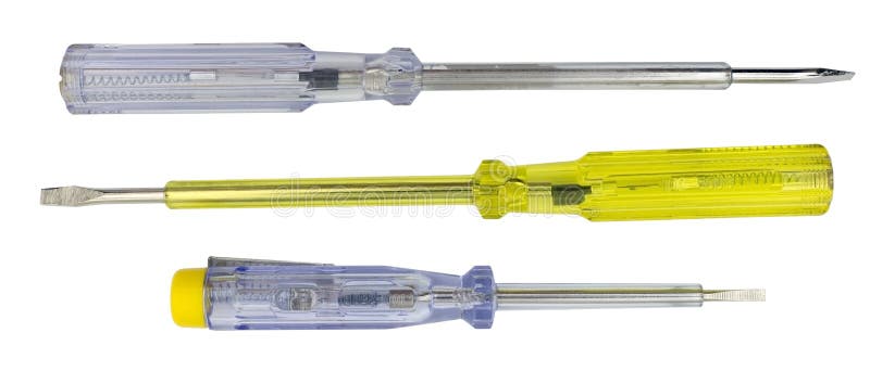 Electricity Current Meter and Turn-screw Tools Isolated on White Stock ...