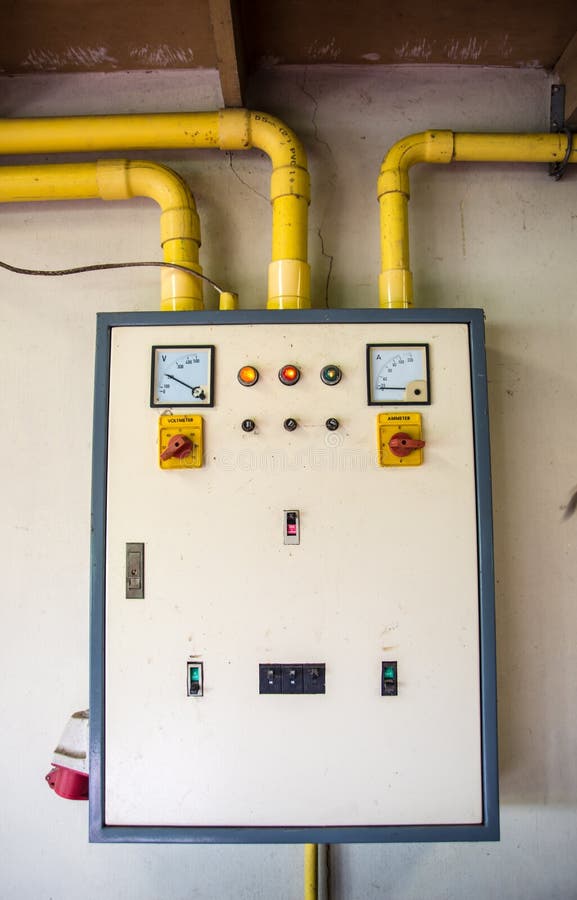 Electricity Distribution Box with Wires and Circuit Breakers Stock ...