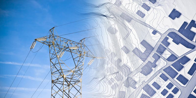 Electricity Distribution in Cities - Concept Image with City Map, Power ...