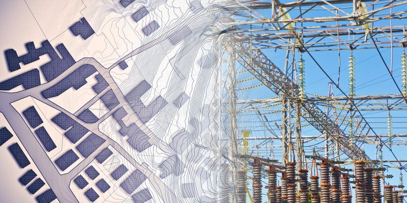 Electricity Distribution in Cities - Concept Image with City Map and ...