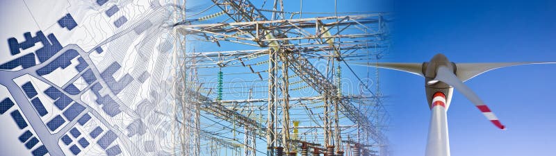 Electricity Distribution in Cities - Concept Image with City Map, Power ...