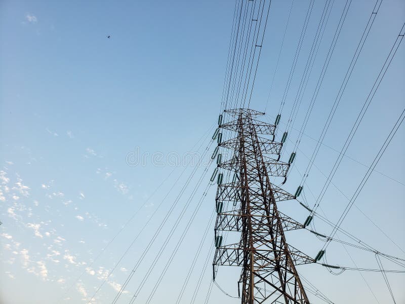 Electricity Distribution Grid Poles that Soar To the Sky Stock Photo ...