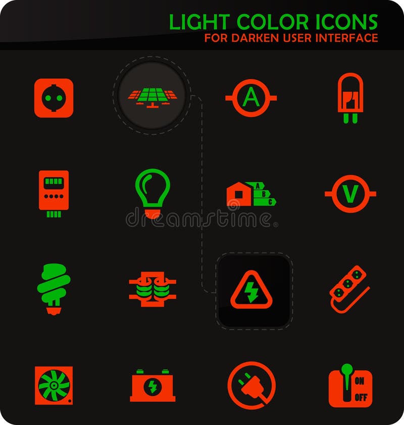 Electricity icon set stock illustration. Illustration of hydroelectric ...