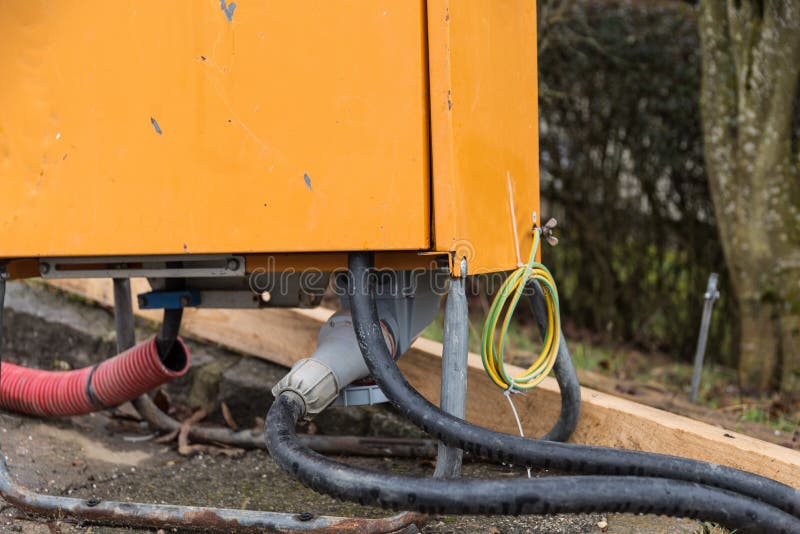Electricity and Energy with Distribution Box - Construction Site Stock ...