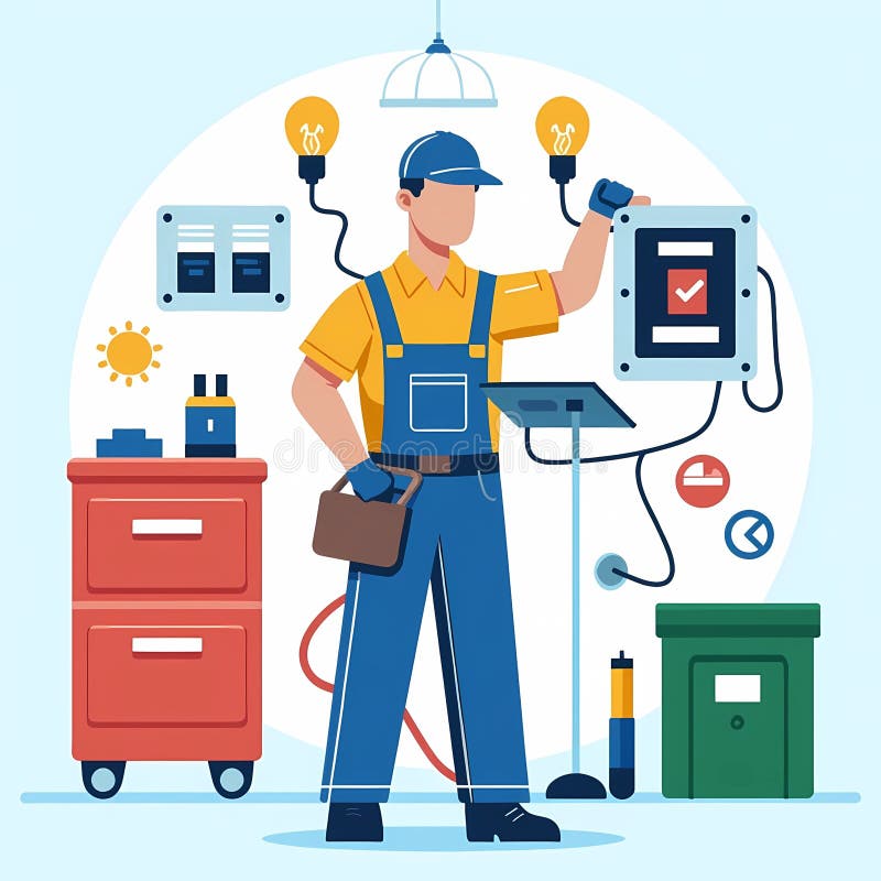 Electricity Energy Maintenance Service Vector Illustration Stock ...