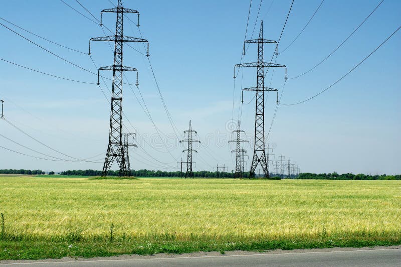 Electricity and fields stock image. Image of summer, green - 9965891