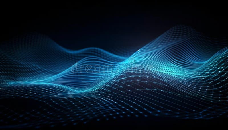 Electricity Flowing in Smooth Blue Abstract Wave Generated by AI Stock ...