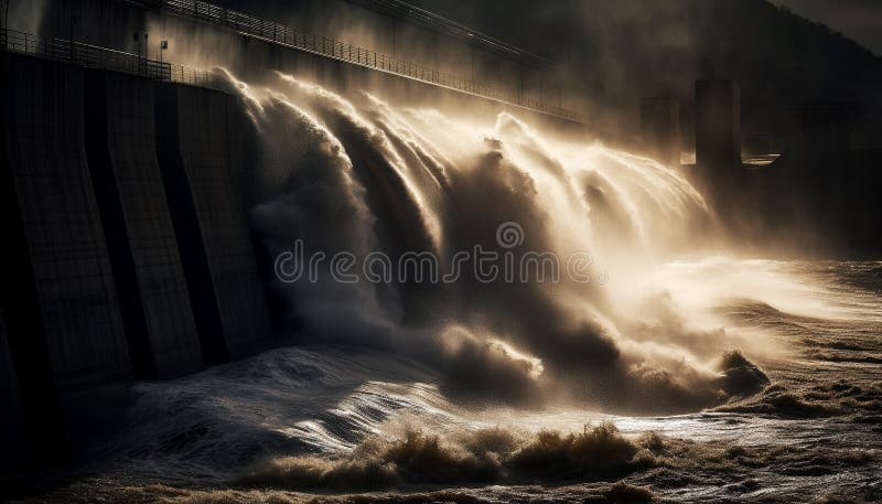 Electricity Generated from the Flowing Water at the Hydroelectric Power ...