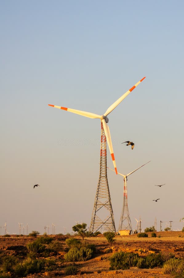 Electricity Generating Windmills in Desert Stock Photo - Image of ...