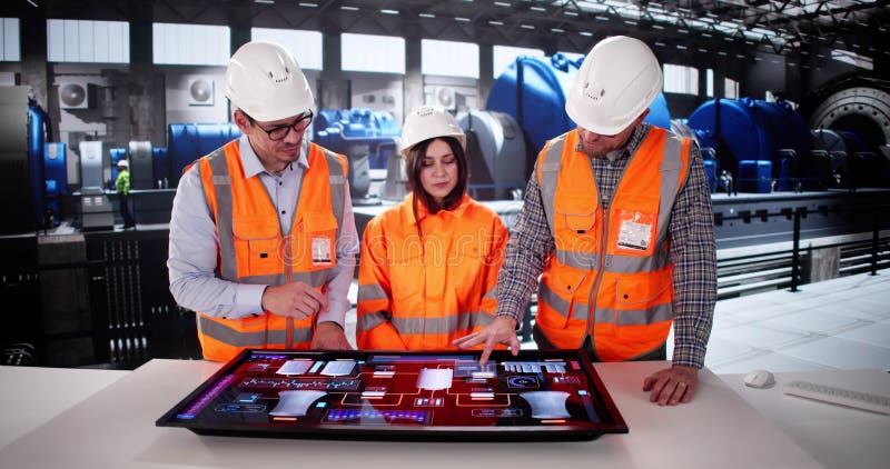 Electricity Generation in Power Plant Controlled by Man Stock Photo ...