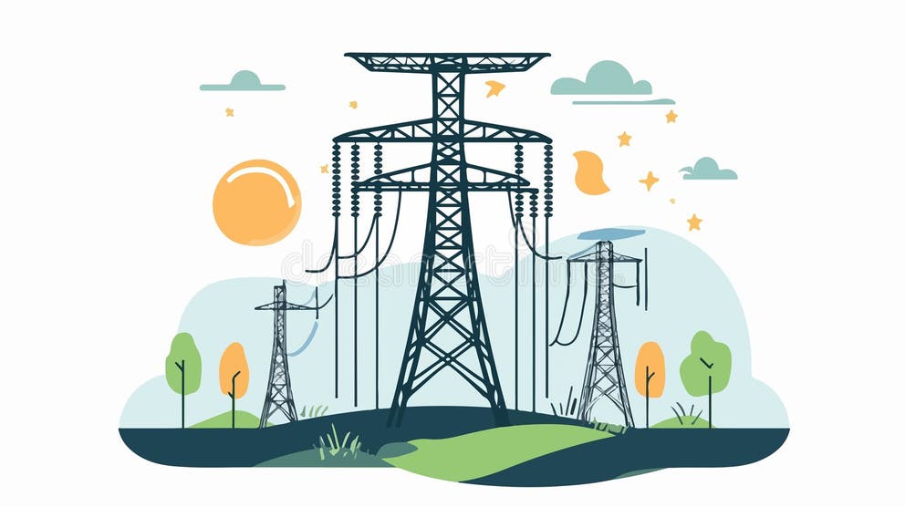 Electricity Grid Icon for Power Generation and Energy Concept Stock ...