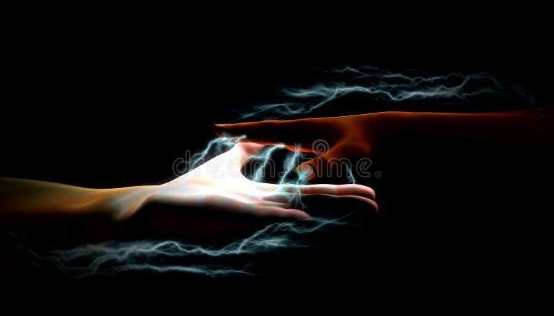 Electricity between hands stock illustration. Illustration of charge ...