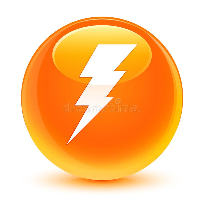 Electricity Icon Glassy Orange Round Button Stock Illustration ...