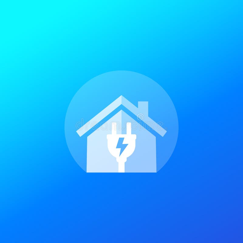 Electricity Icon with House and Electric Plug Stock Illustration ...