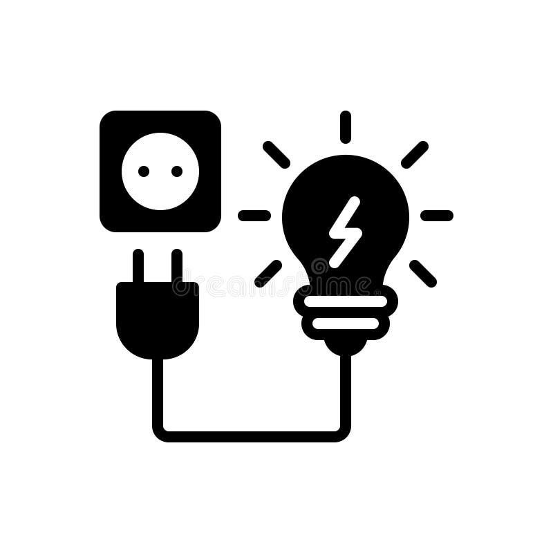 Black Solid Icon for Electricity, Power and Energy Stock Vector ...