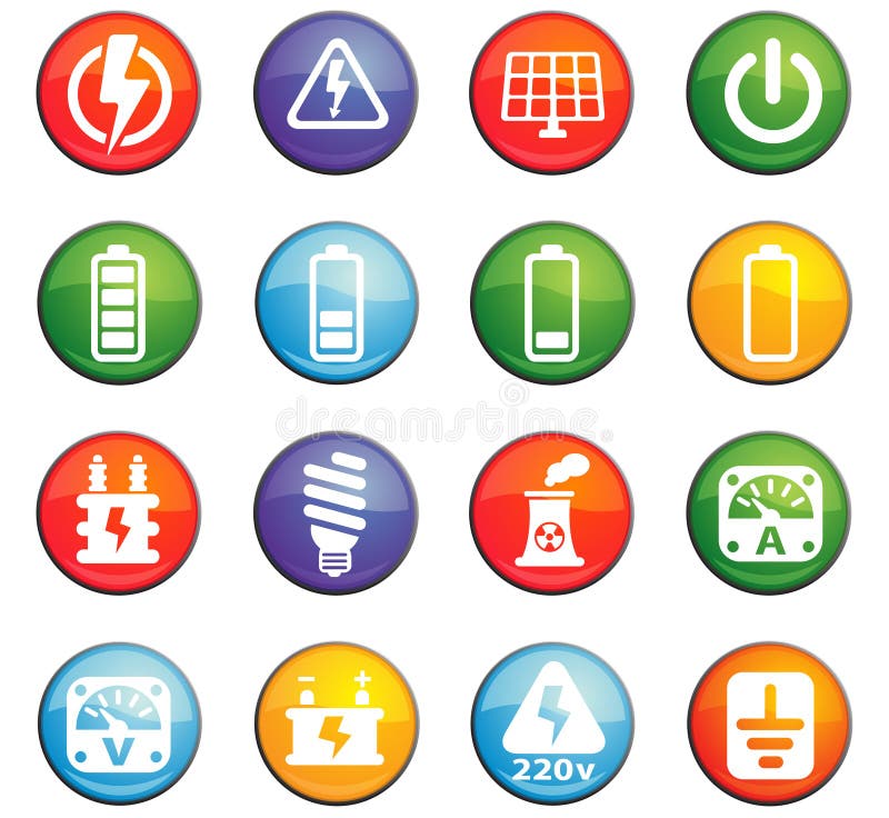 Electricity icon set stock illustration. Illustration of switch - 89193034