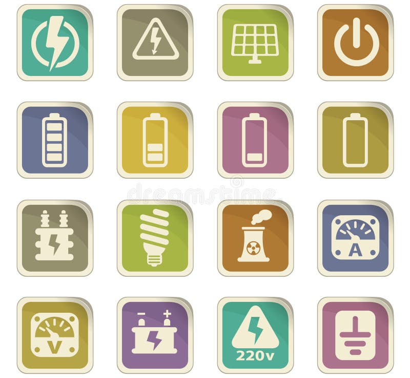 Electricity icon set stock illustration. Illustration of switch - 89220753