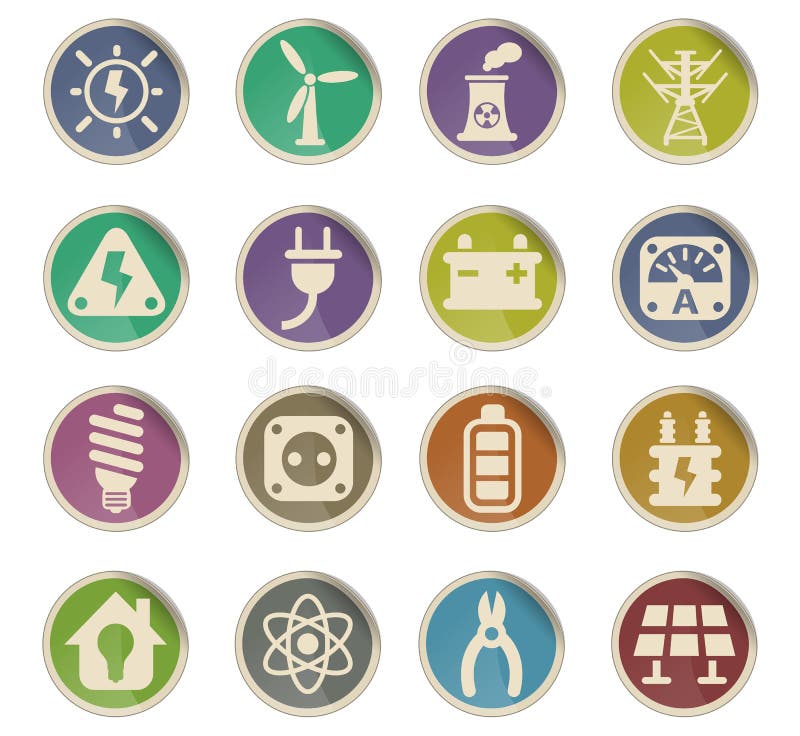 Electricity icon set stock illustration. Illustration of power - 88692876