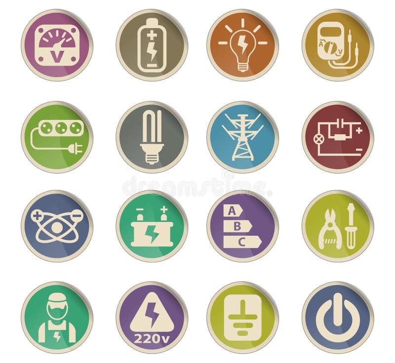 Electricity icon set stock illustration. Illustration of electrician ...