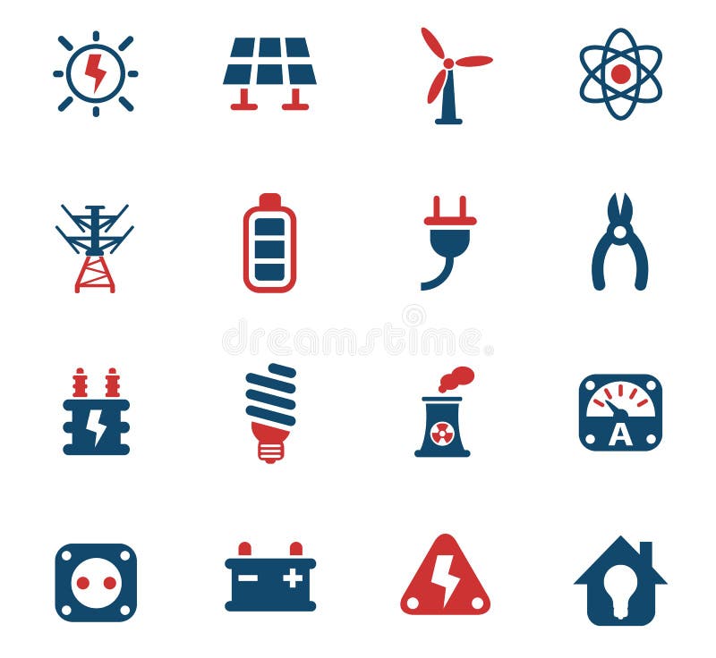 Electricity icon set stock vector. Illustration of ampermeter - 88250269