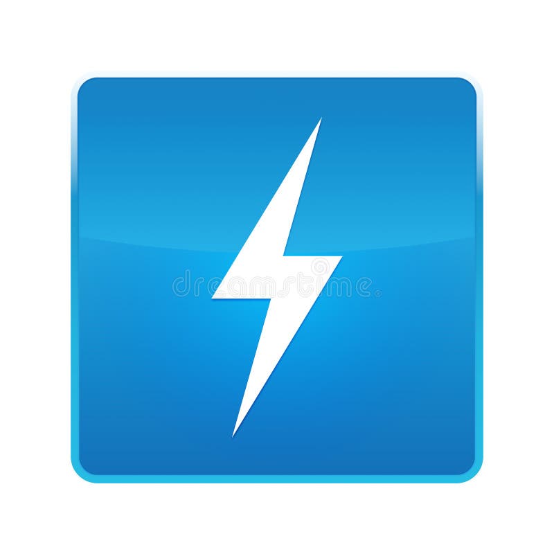 Electricity Icon Shiny Blue Square Button Stock Illustration ...