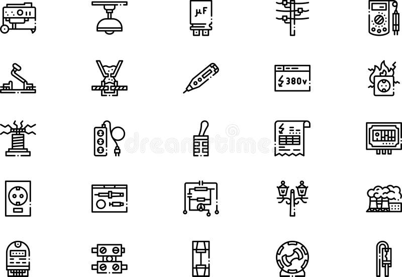 Electricity Icons Collection is a Vector Illustration with Editable ...
