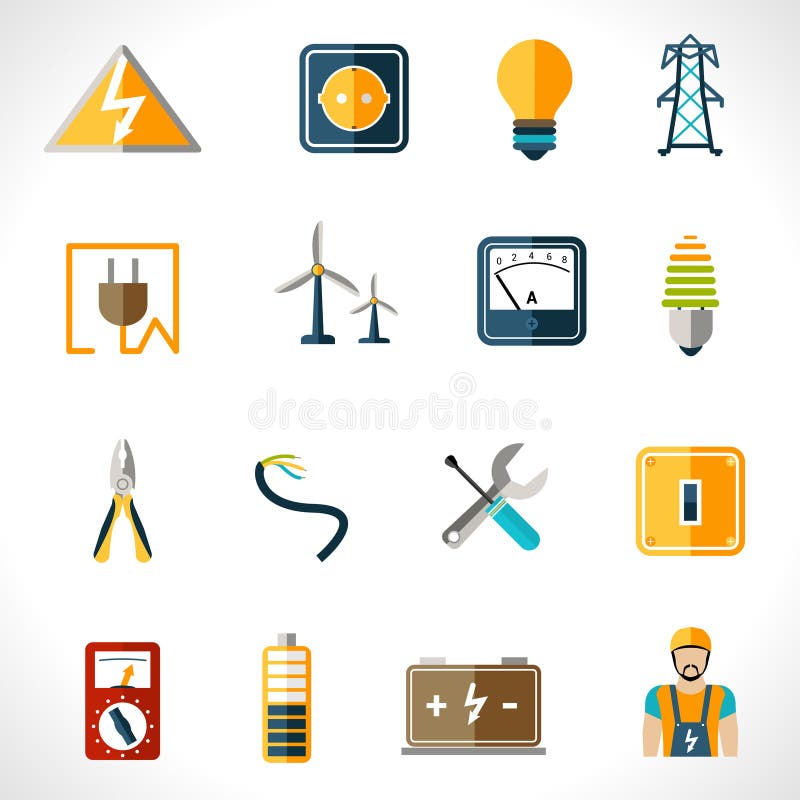 Electricity icons stock vector. Illustration of power - 32966621