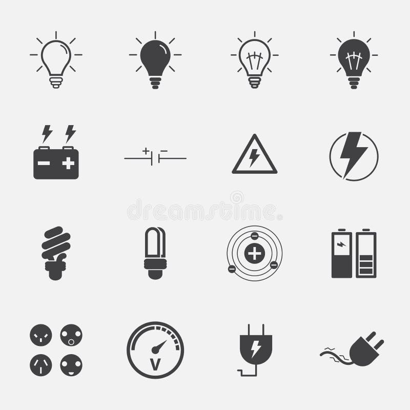 Electricity icons set stock vector. Illustration of electronic - 56779270