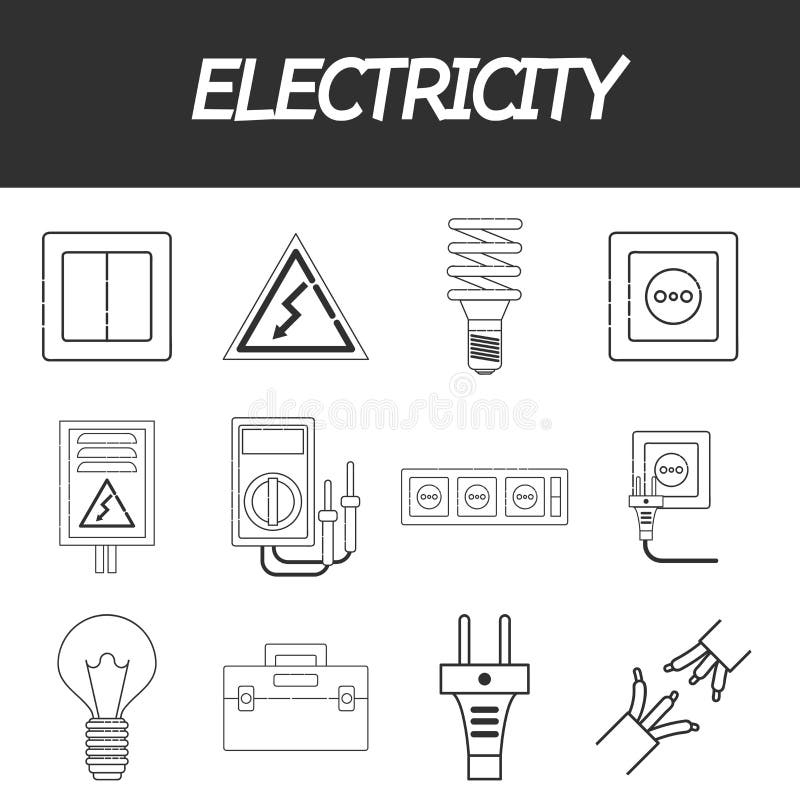 Electricity icons set stock vector. Illustration of connection - 76399659