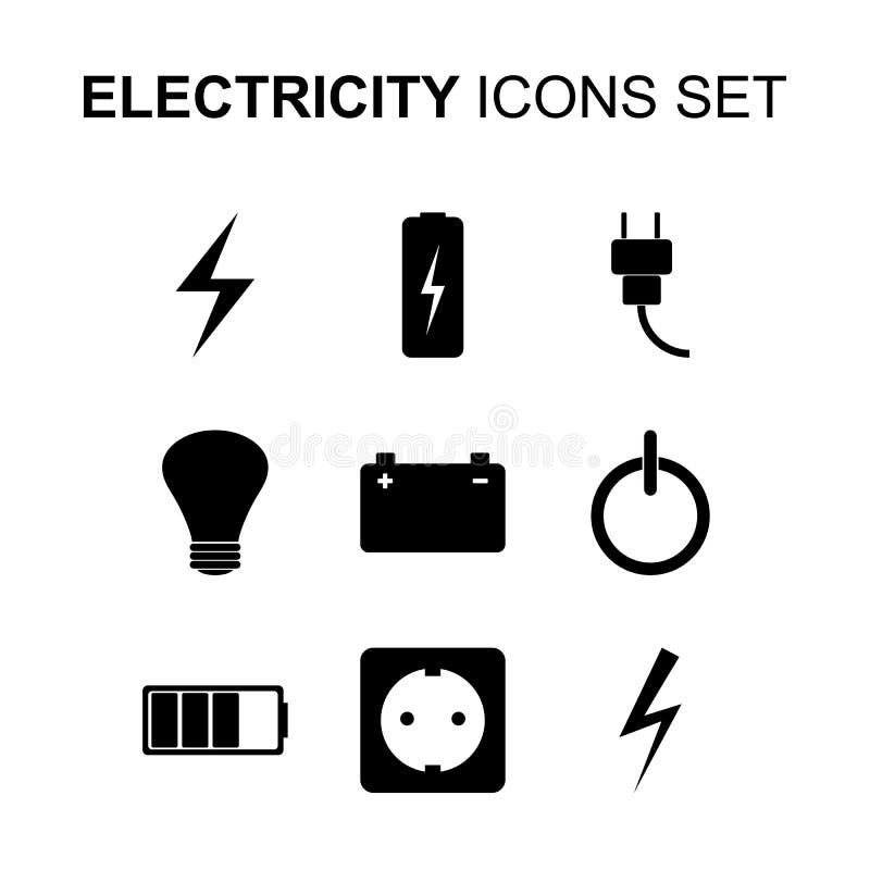 Electricity Icons Set. Vector Illustration Stock Vector - Illustration ...