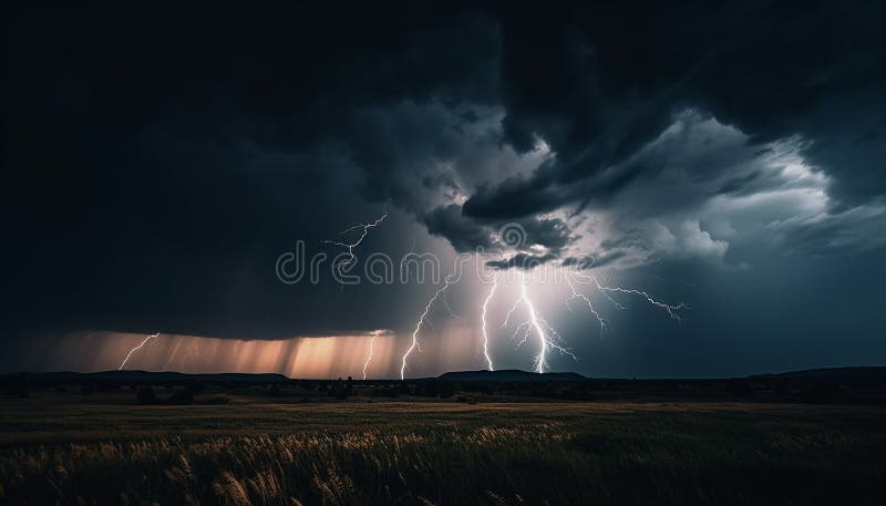 Electricity Illuminates the Dramatic Sky during Thunderstorm Generated ...