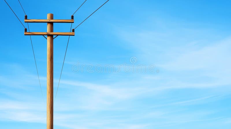 Electricity Infrastructure with Power Distribution Line Under a Sunny ...
