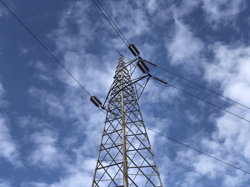 Electricity Infrastructure. with Sky, Closeup. Stock Photo - Image of ...