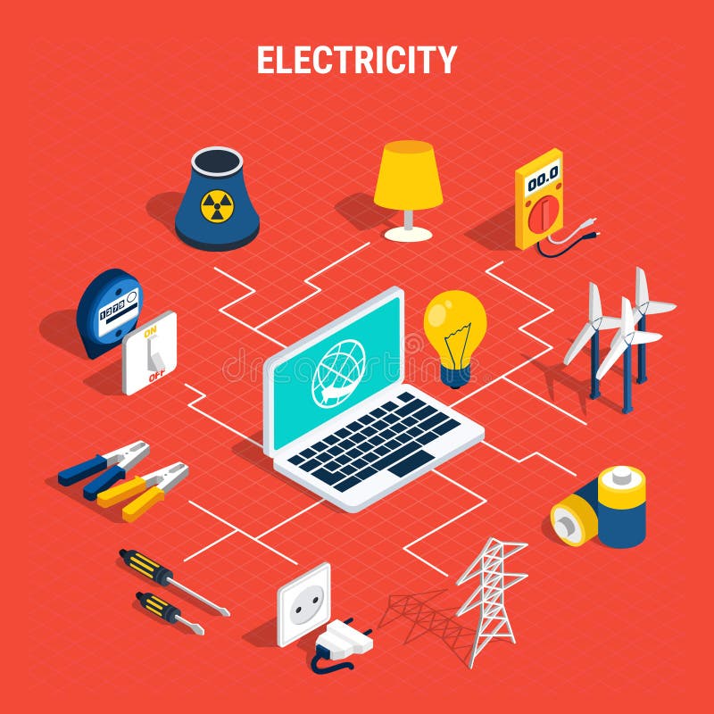 Electricity Isometric Chart Composition Stock Vector - Illustration of ...